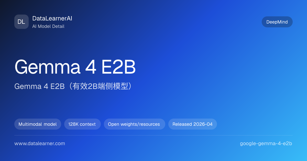 Gemma 4 E2B（有效2B端侧模型）：评测、参数、下载与模型卡 | DataLearnerAI