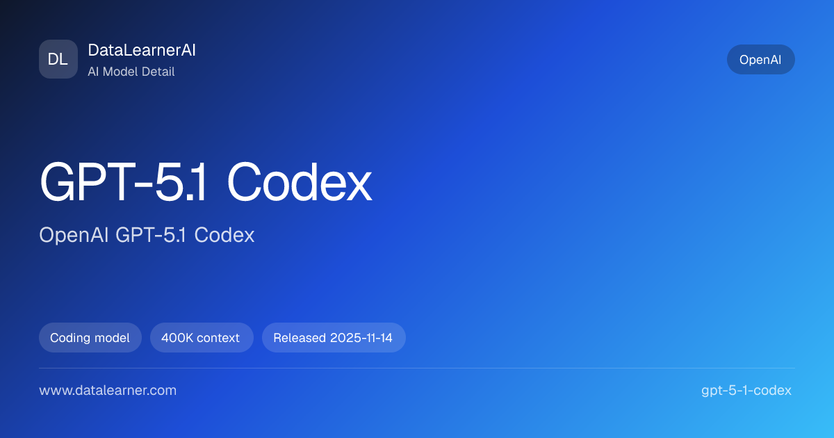 OpenAI GPT-5.1 Codex：评测、参数与模型卡 | DataLearnerAI