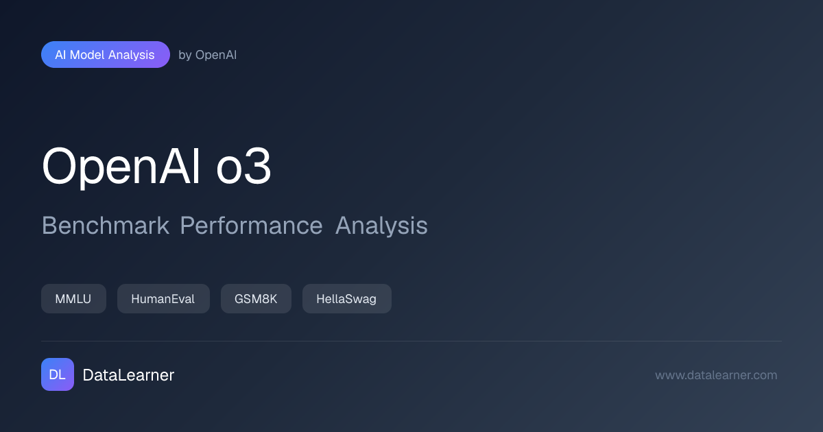OpenAI o3 评测结果与排名详情 | DataLearnerAI