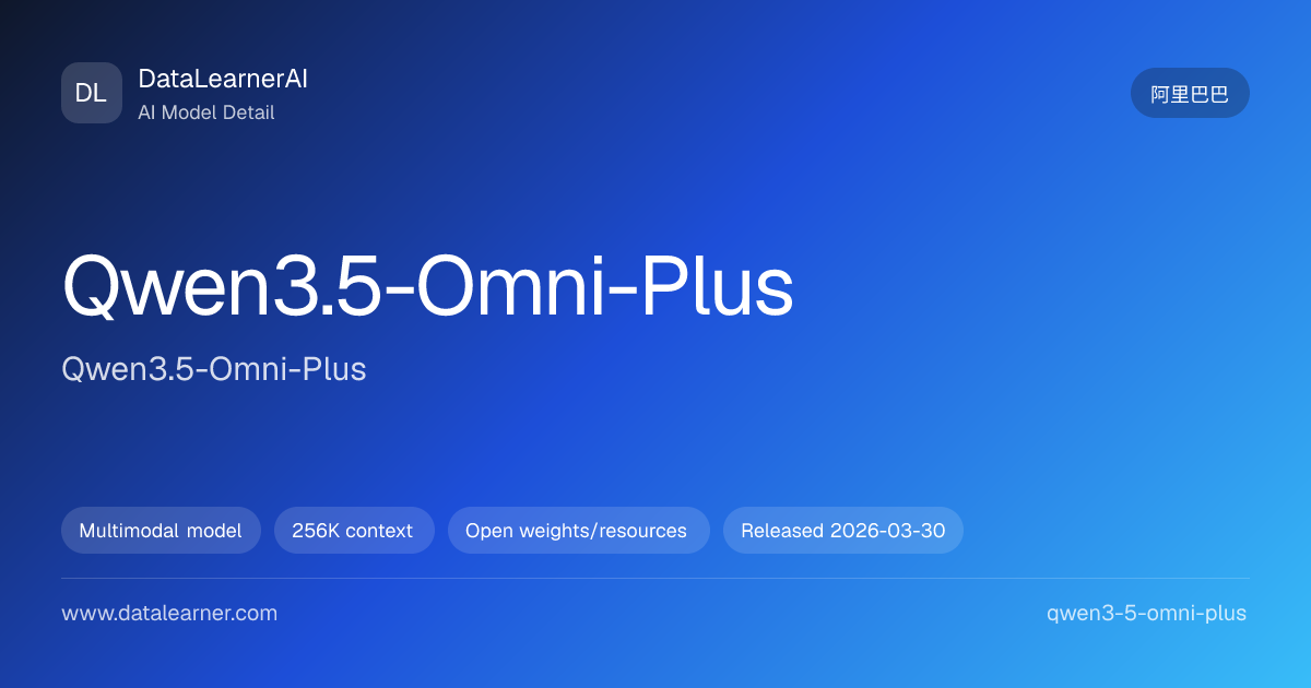 Qwen3.5-Omni-Plus：评测、参数、下载与模型卡 | DataLearnerAI