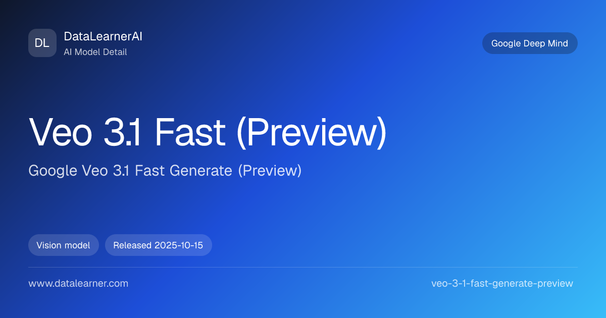 Veo 3.1 Fast (Preview) 参数、价格与评测详解 | DataLearnerAI